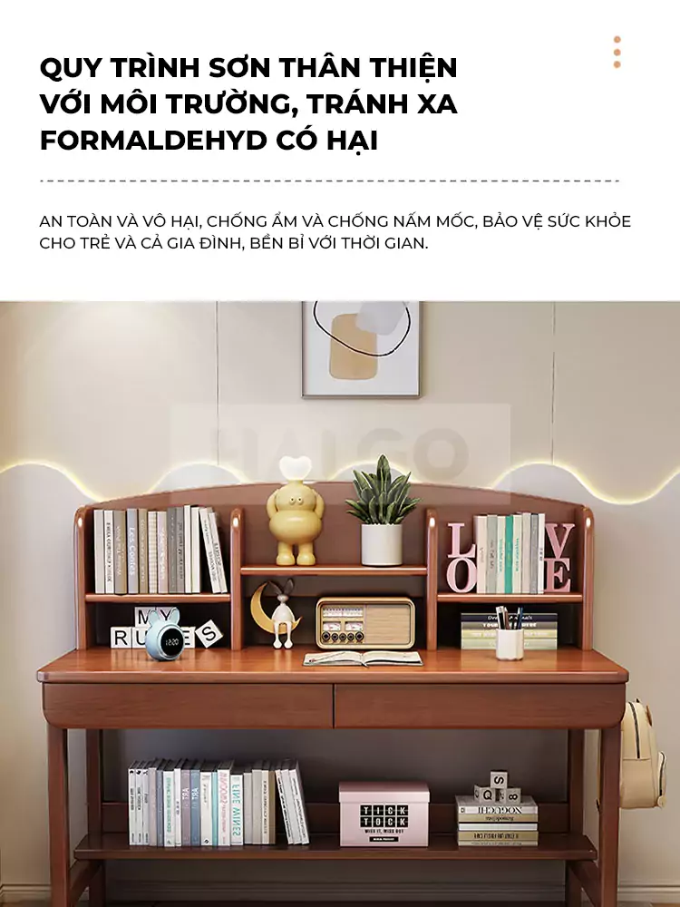 Bàn Làm Việc Gỗ Tự Nhiên Haigo BGT061