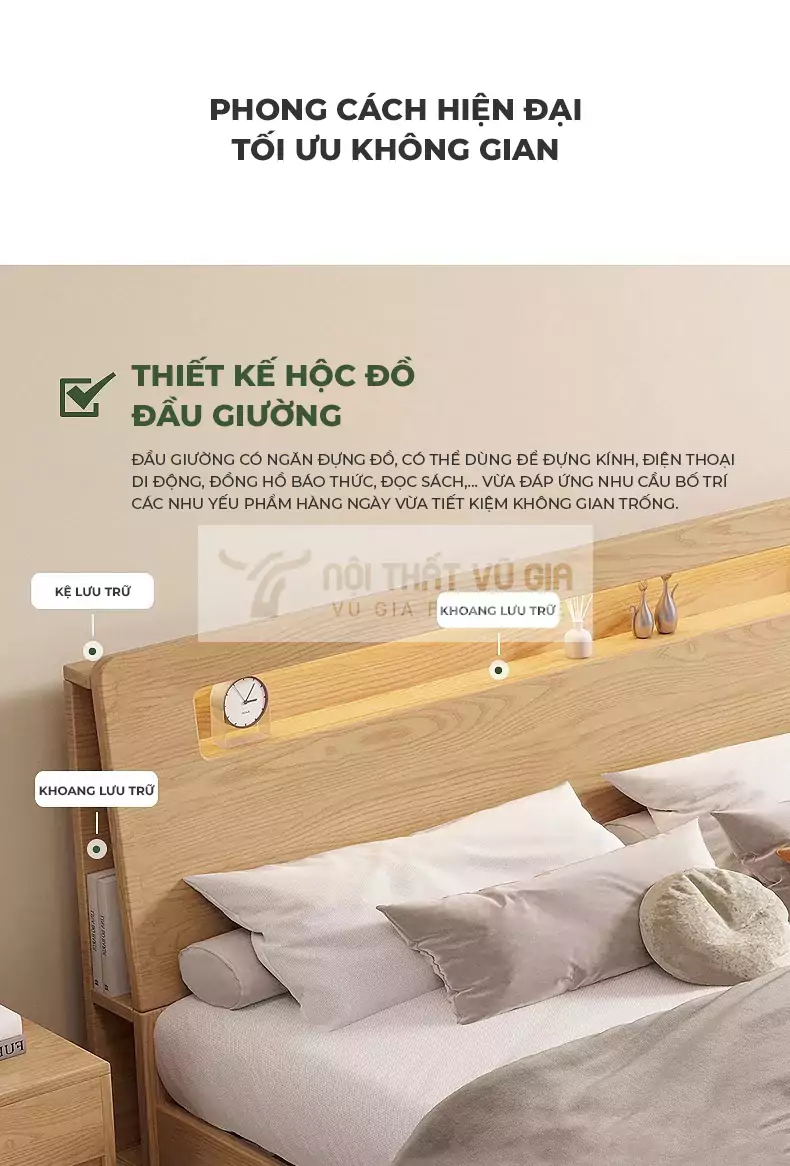 Giường gỗ tự nhiên thiết kế độc đáo BR31